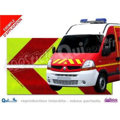 Vente Chevrons Pompiers réfléchissants Rouge Jaune Fluo RIGIDE - QUICOM ...